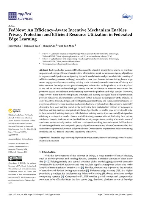 PDF FedNow An Efficiency Aware Incentive Mechanism Enables Privacy