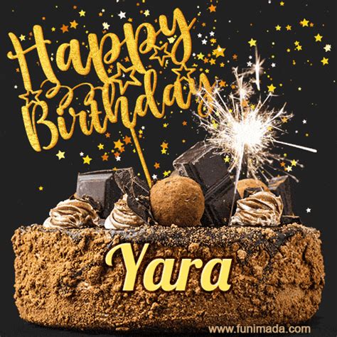 Chocolate Birthday Cake Fo Yara With A Gold Topper Candles And