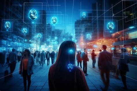 Premium Photo Futuristic Aipowered Surveillance Enhancing Safety With Person Recognition