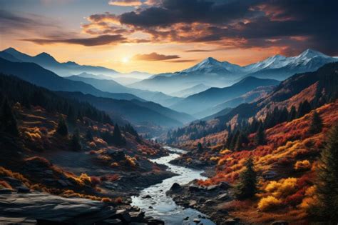 Premium AI Image Fall Leaves Autumn Foliage Colorful Canopy Seasonal