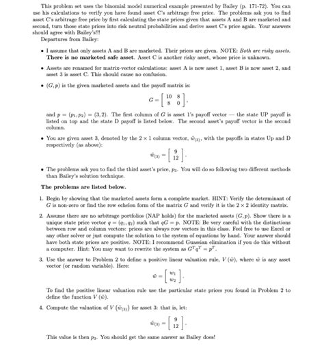 Solved This Problem Set Uses The Binomial Model Numerical