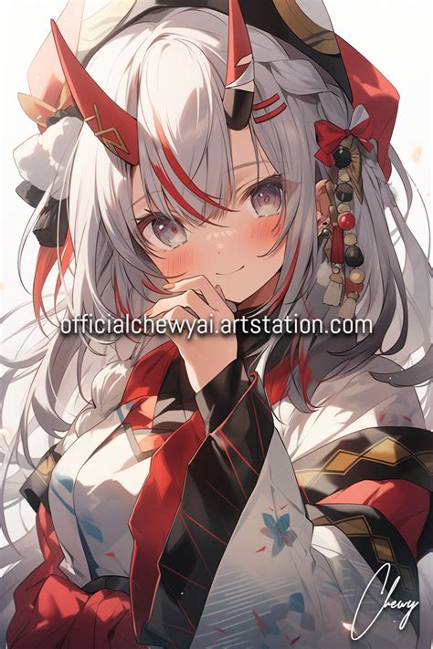 Artstation Cute White Haired Oni Girls Artworks