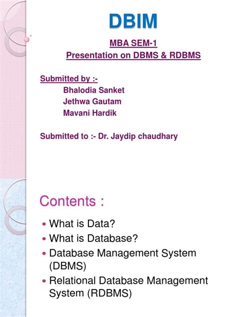 presentation on dbms databases relational database