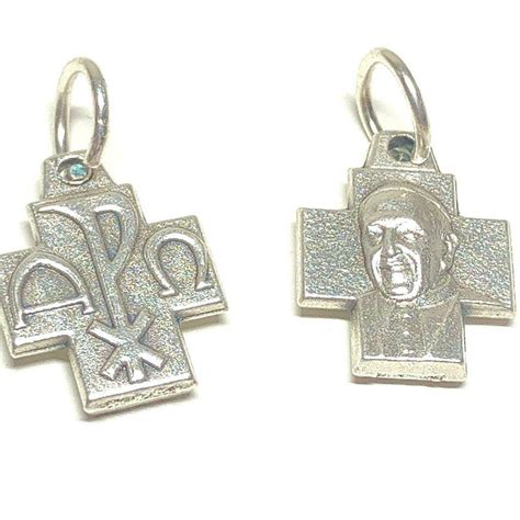 Two 2 Tiny Chi Rho Cross Medals Catholic Pendant Blessed