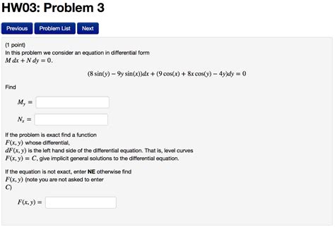 Solved Hw03 Problem 3 Previous Problem List Next 1 Point