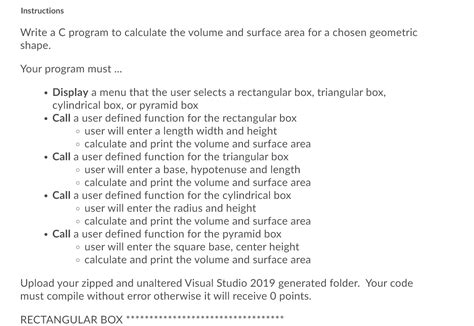 Solved Instructions Write A C Program To Calculate The Chegg