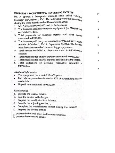 Problem 7 Worksheet And Reversing Entries Pdf Debits And Credits