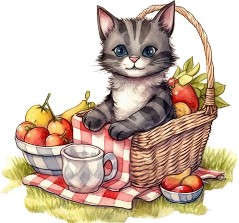 Tube Pique Nique Chat Png Transparent Picnic Clipart Cat