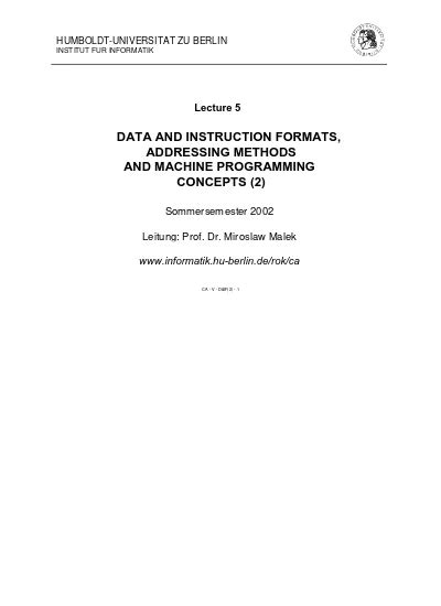 Data And Instruction Formats Addressing Methods And Machine