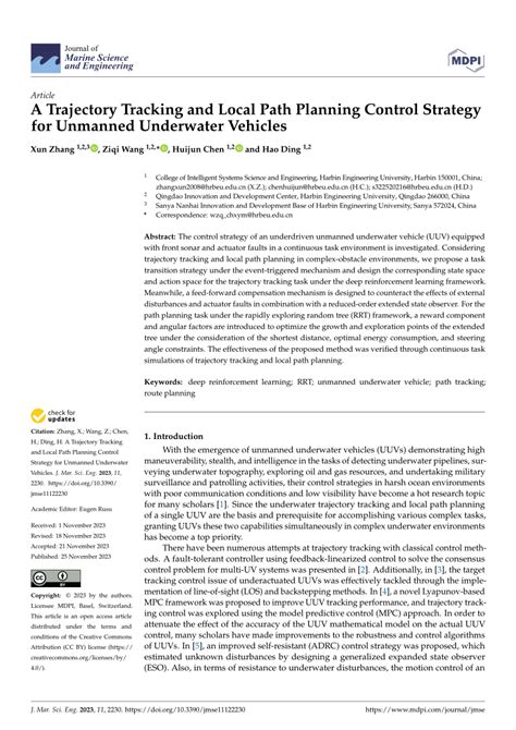 PDF A Trajectory Tracking And Local Path Planning Control Strategy For Unmanned Underwater