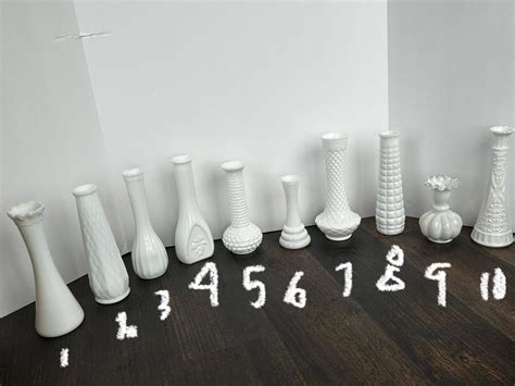 Vintage White Milk Glass Bud Vases For Flower Arrangements Etsy
