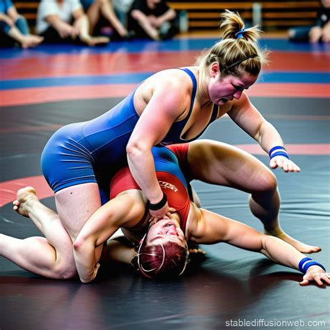 Freestyle Wrestling Match On Mat Stable Diffusion Online