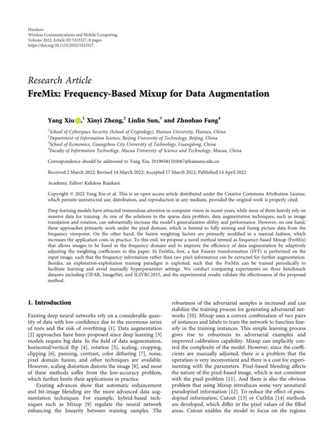 Pdf Fremix Frequency Based Mixup For Data Augmentation