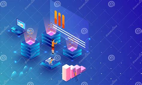 Big Data Analysis Concept Business Woman Maintain Data Servers Stock