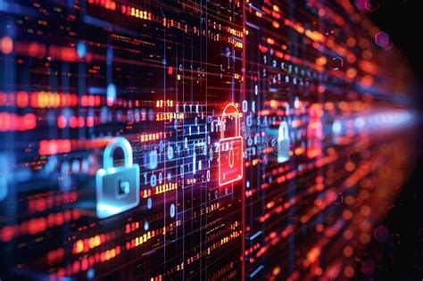 Abstract Concept Of A Cybersecurity Barrier Protecting Digital Information Stock Illustration