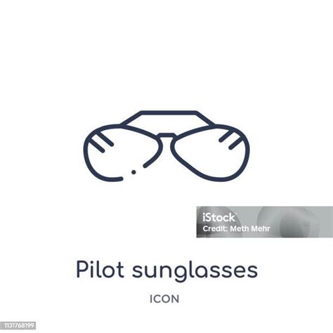 의류 개요 컬렉션에서 선형 파일럿 선글라스 아이콘입니다 얇은 라인 파일럿 선글라스 벡터 흰색 배경에 고립 파일럿 선글라스 유행 그림 날씬한에 대한 스톡 벡터 아트 및 기타