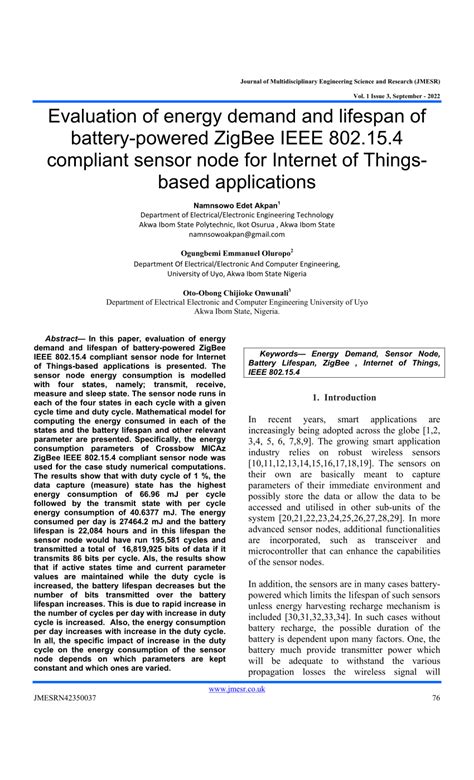 Pdf Evaluation Of Energy Demand And Lifespan Of Battery Powered