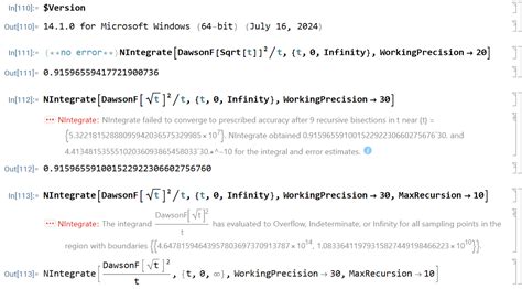 Calculus And Analysis Nintegrate Cannot Give High Precision Result