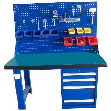 Metal Blue Heavy Duty Tools Bench Work Table With Tool Cabinet At Best