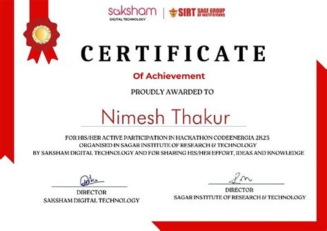 Nimesh Thakur On Linkedin Hackathon Certificate Codingadventures