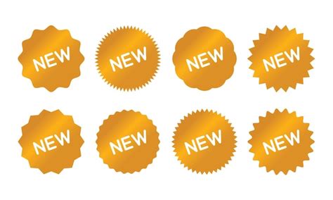 Premium Vector Gold Circle New Badge Label Collection