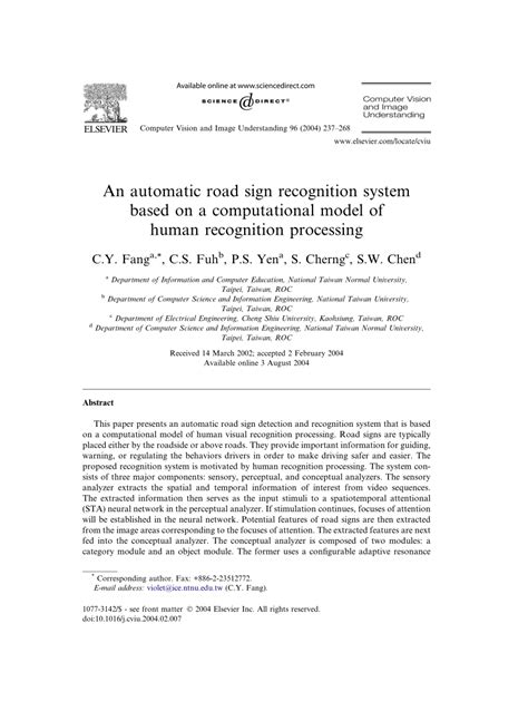 pdf an automatic road sign recognition system based on a