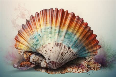colorful shell generate ai stock illustration illustration of open
