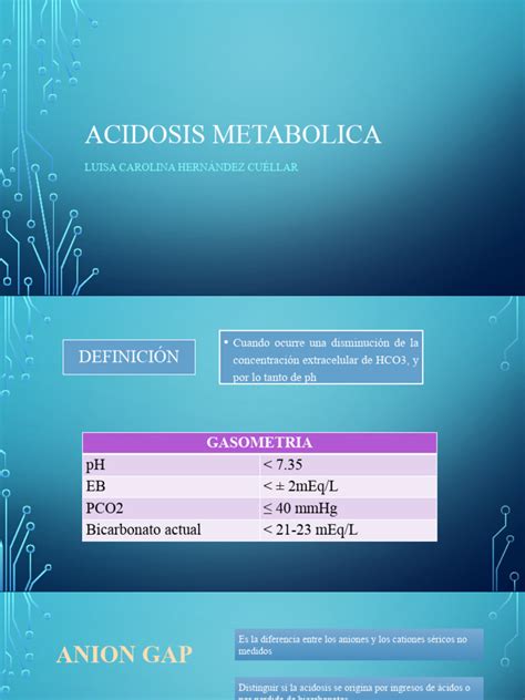 Acidosis Metabolica Pdf Especialidades Medicas Medicina Clinica