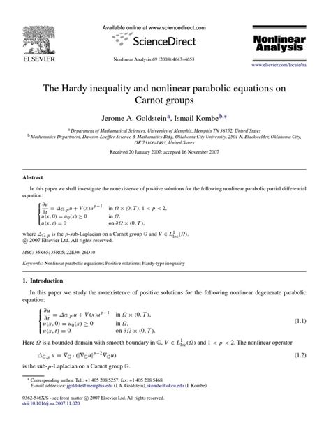 Nonlinear Parabolic Pdf Nonlinear System Partial Differential