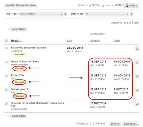 Adjust Multiple Dates Elearning University Of Queensland
