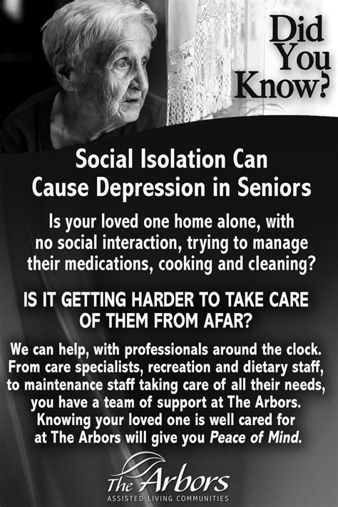 Social Isolation Can Cause Depression The Arbors Assisted Living