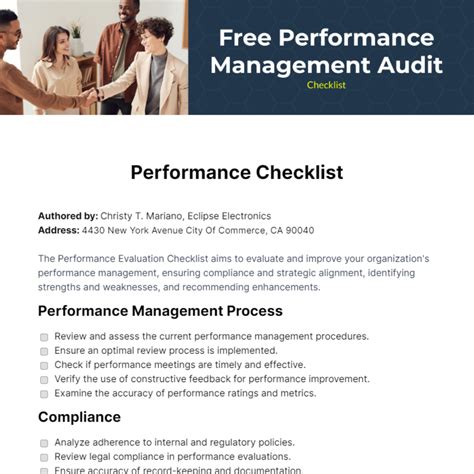 Performance Management Audit Checklist Template Edit Online