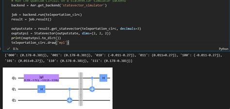 Python 3x Qisikit Statevector Of Quantum Teleportation Circuit Stack Overflow