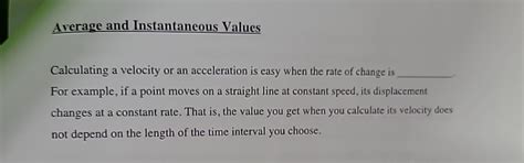 Solved Average And Instantaneous Valuescalculating A