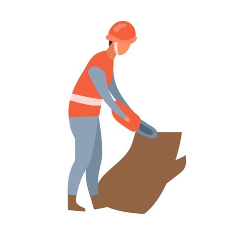 Premium Vector Worker Cutting Tree With Chainsaw Semi Flat Color Vector Character
