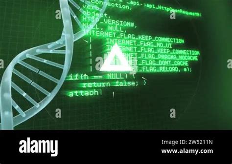 Animation Of Dna Strand And Scope Scanning Over Data Processing Global
