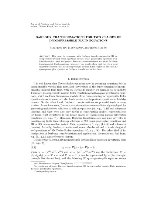 Pdf Darboux Transformations For Two Classes Of Incompressible Fluid