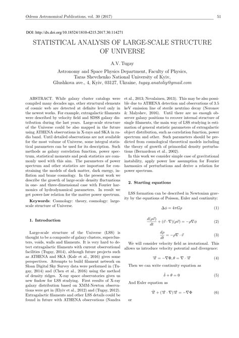Pdf Statistical Analysis Of Large Scale Structure Of Universe