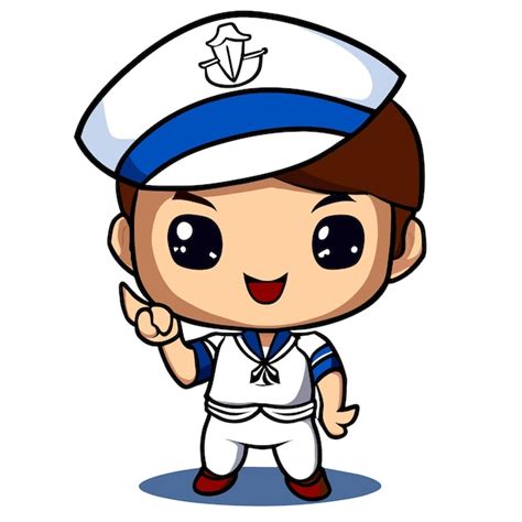 Ocean Explorer Cute Male Sailor Cartoon Character Premium Ai Generated Vector