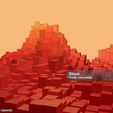 컬러 큐브를 가진 추상 풍경입니다 디지털 공간의 추상 Topographies입니다 기하학의 필드입니다 마천루와 추상 도시입니다 벡터 배경입니다 Eps 10 3차원 형태에