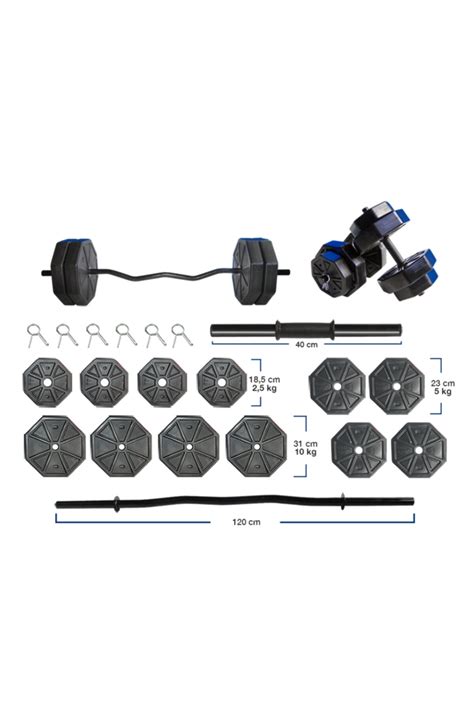 TAN SPOR Kg Z Barlı Dambıl Dumbell Ağırlık Halter Vücut Geliştirme Seti Mavi Kapaklı