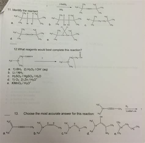 Solved 11 Identify The Reactant 12 What Reagents Would