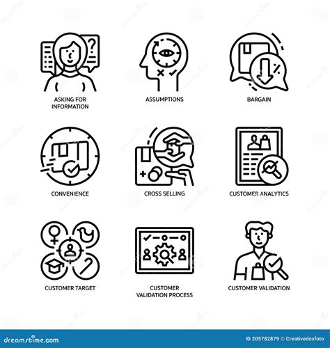 Customer Validation Icons Set Stock Vector Illustration Of Assumptions Process 205782879