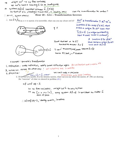 20 Matrix Inverses Lecture Notes 20 Hour 20 Live Transformation Inverses If Ann×