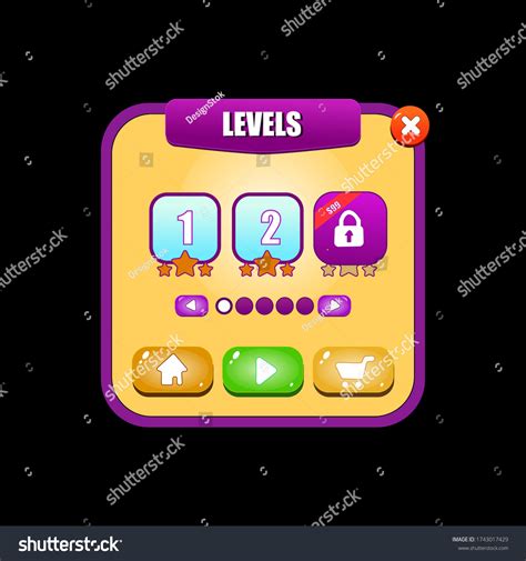 Game Levels Ui Kit Game Vector Stock Vector Royalty Free 1743017429 Shutterstock