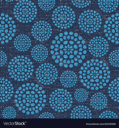 Blue Circles Fabric Texture Seamless Pattern Vector Image