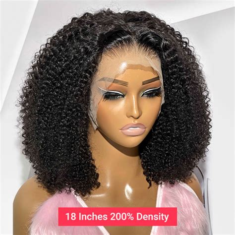 Kinky Curly 250 Density 14 Inch Wig Black Short Lace Wigs West Kiss Hair
