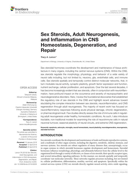 Pdf Sex Steroids Adult Neurogenesis And Inflammation In Cns