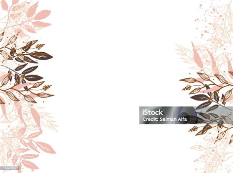 텍스트 꽃과 잎을위한 복사 공간이있는 간단한 현대 스타일의 벡터 디자인 템플릿 결혼식 초대 배경과 프레임 소셜 미디어 이야기 배경 화면 금색에 대한 스톡 벡터 아트 및 기타