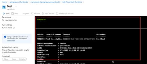 Azure Automation Start AzureAutomationRunbook Error Stack Overflow
